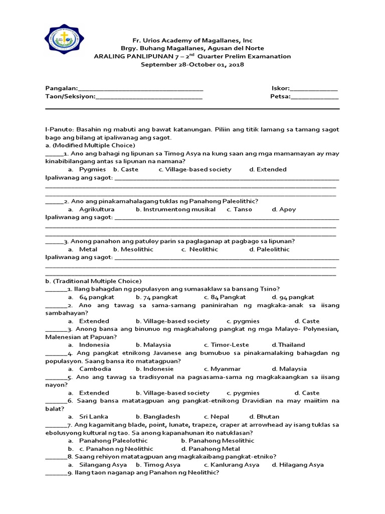 2nd Quarter Prelim 7 | PDF