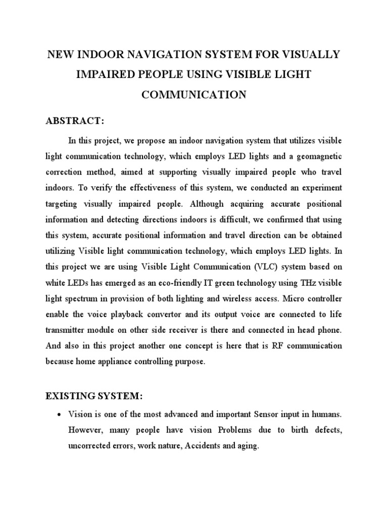 New Indoor Navigation System For Visually Impaired People Using Visible ...