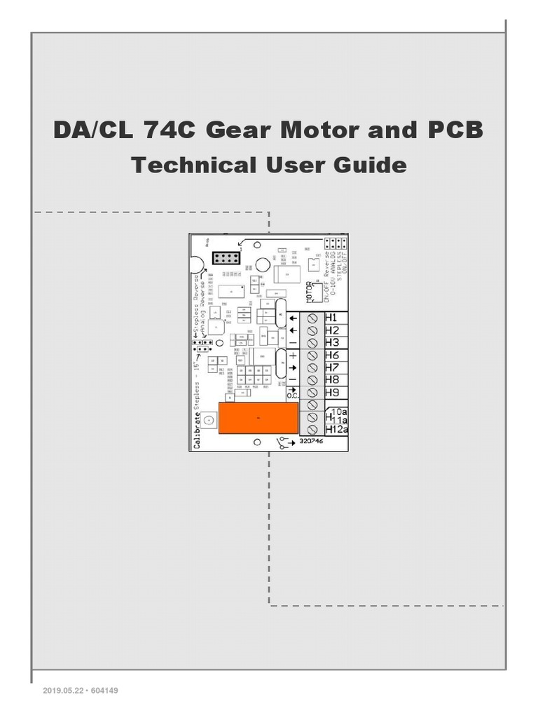 DA/CL 74C Gear Motor and PCB: Technical User Guide | PDF | Electrical ...