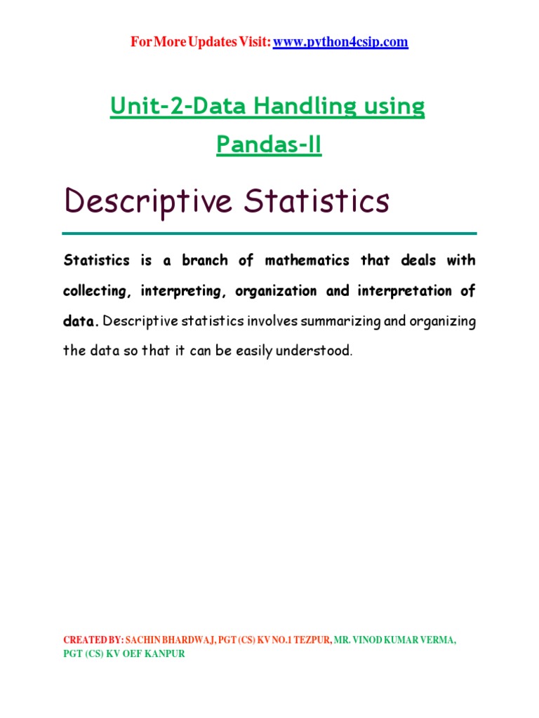 Data Handling Using Pandas-II | PDF | My Sql | Quantile