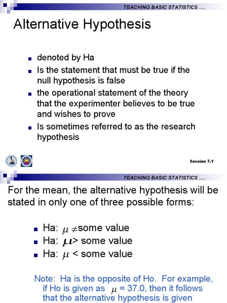 Alternative Hypothesis: Teaching Basic Statistics | PDF | Statistical ...