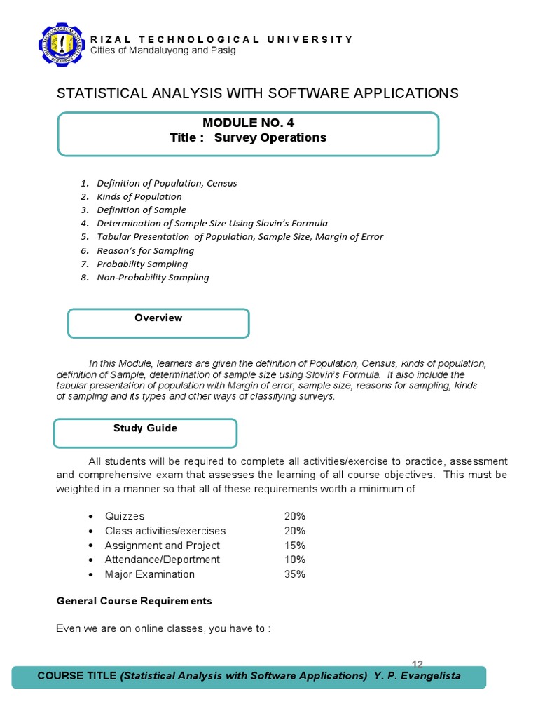 Statistical Analysis With Software Applications: Module No. 4 Title: Survey Operations | PDF ...