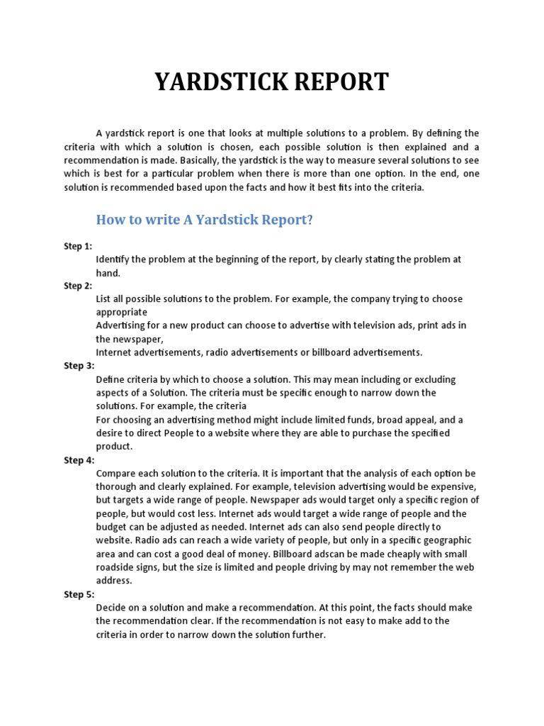 How To Write A Yardstick Report | PDF | Advertising | Soil