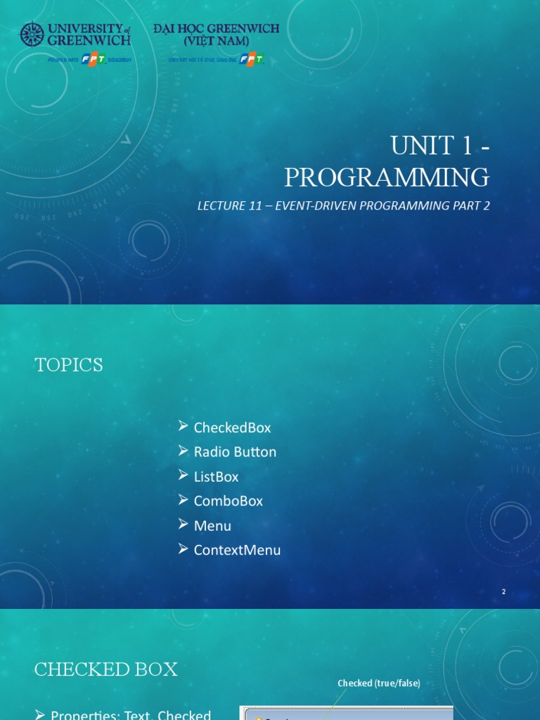 Unit 1 - Programming: Lecture 11 - Event-Driven Programming Part 2 ... Unit 1 - Programming: Lecture 11 - Event-Driven Programming Part 2 ...