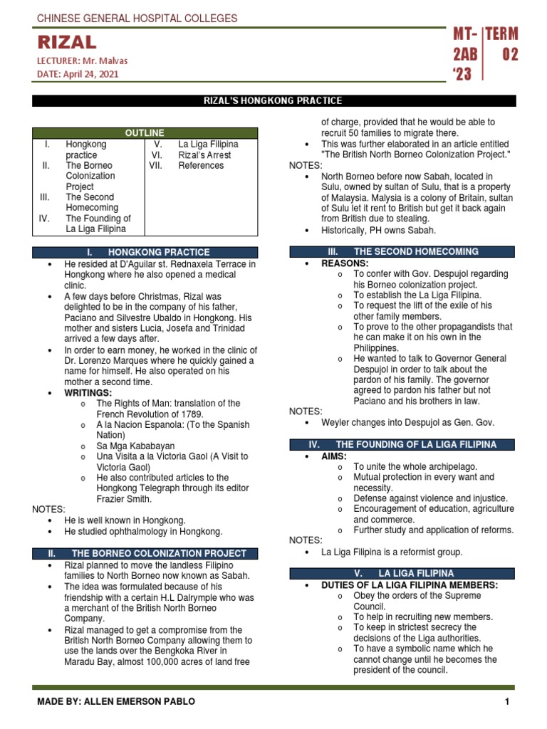 RIZAL Topic 3 | PDF | Philippines