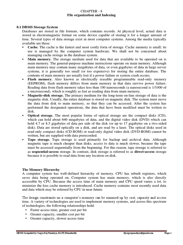 File Organisation and Indexing | PDF | Computer Data Storage | Database ...