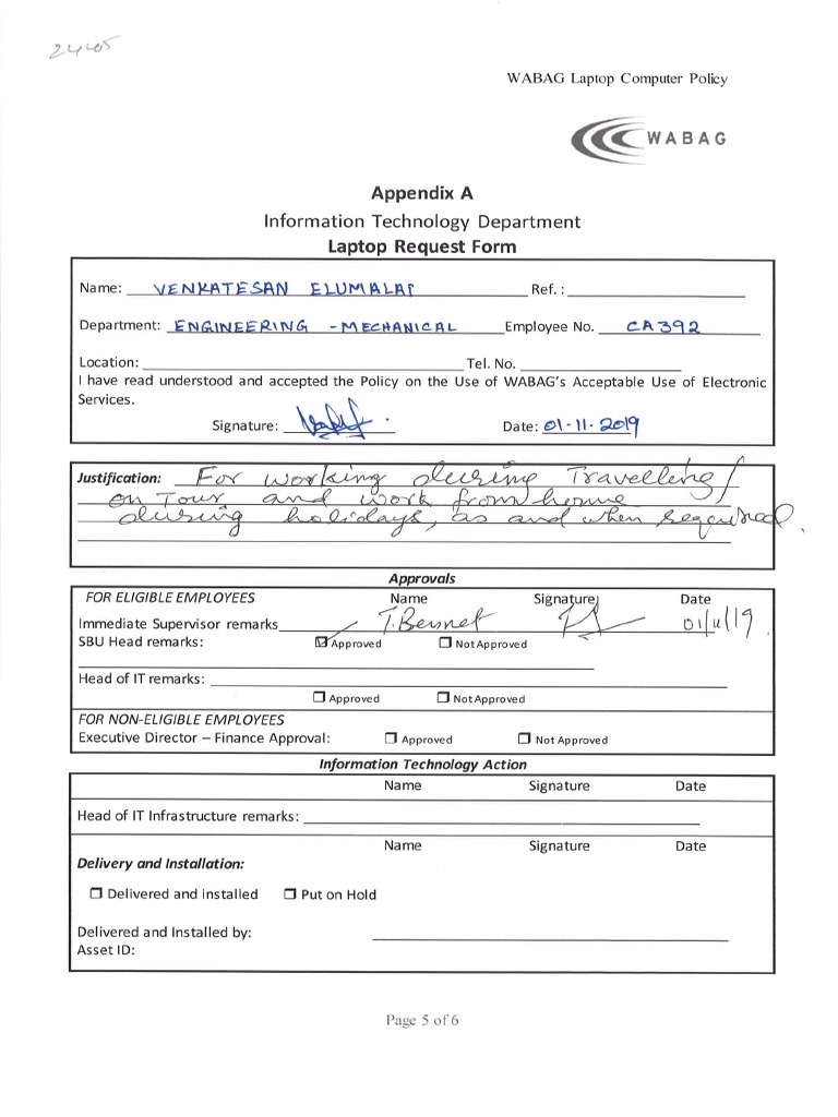 Laptop Request Approval | PDF