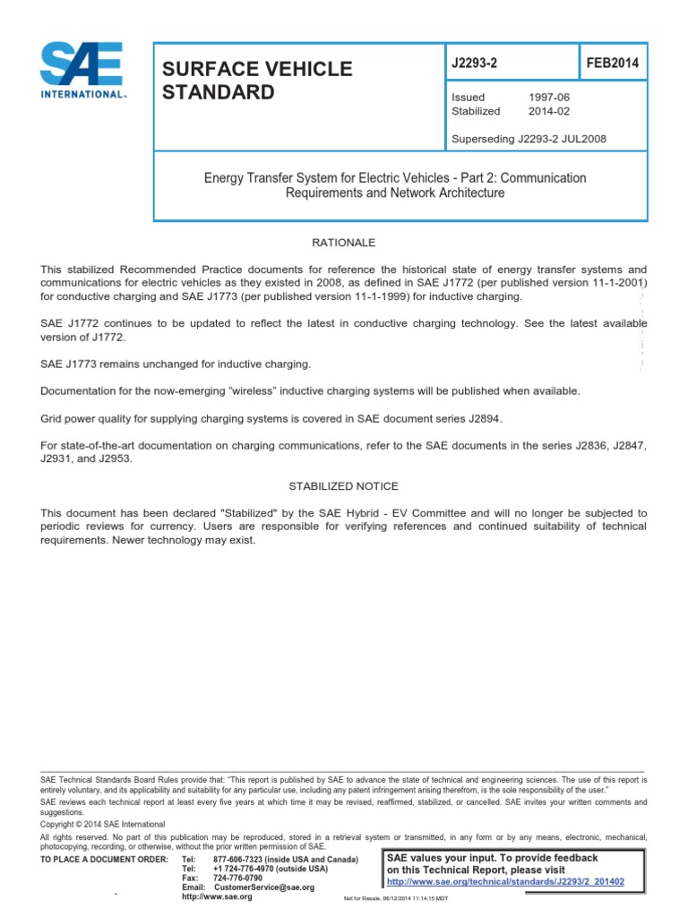 Sae J2293-2-2014 | PDF | Electric Vehicle | Computer Network