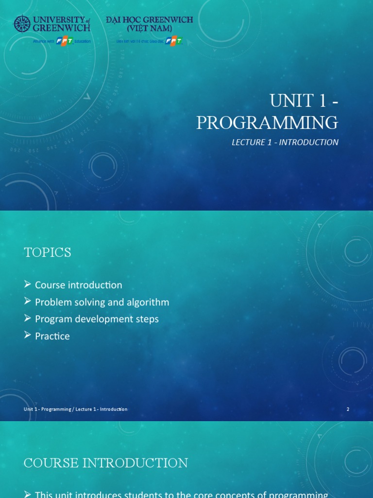 Unit 1 Programming Lecture 1 Introduction Pdf Computer Programming Computer Program 5079