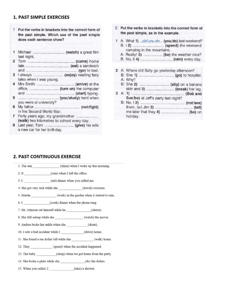 Past Simple and Past Continuous Exercises | PDF