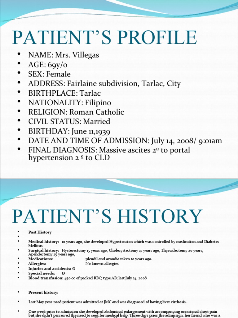 Patient Profile and History | PDF