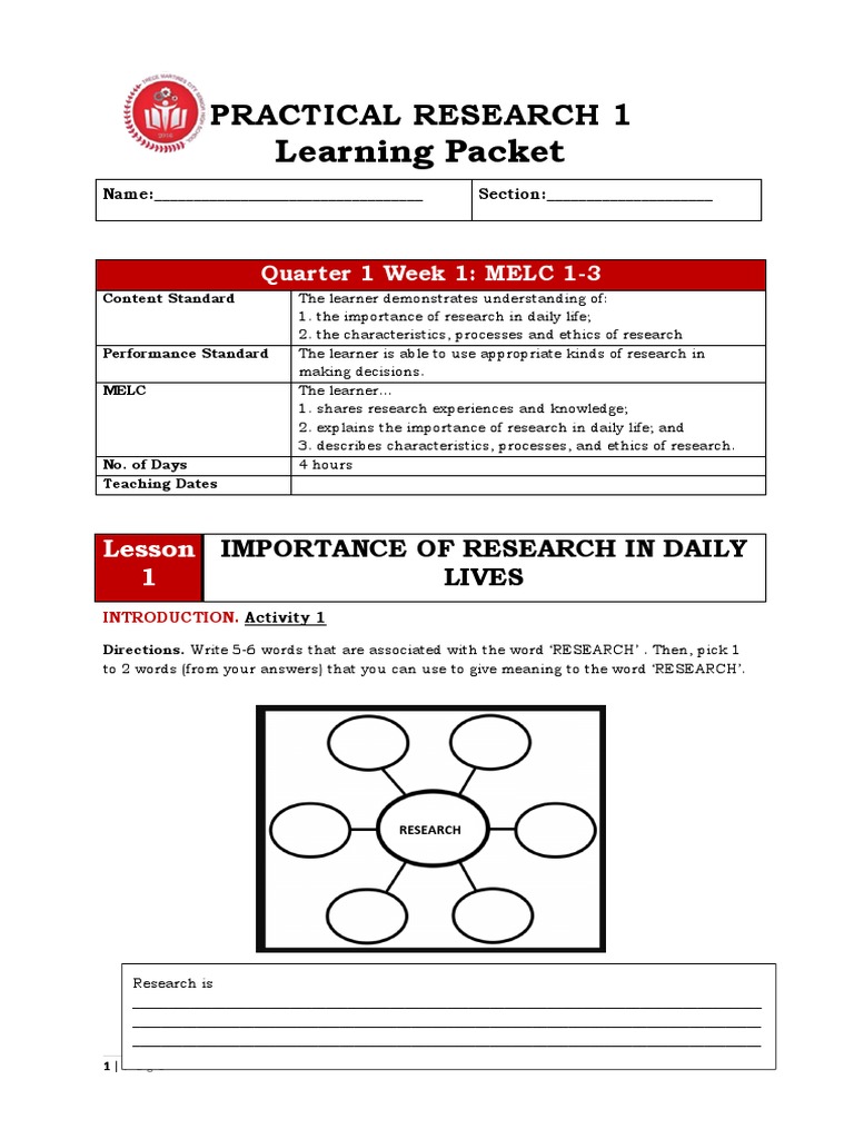 Learning Packet: Practical Research 1 | PDF | Scientific Method ...