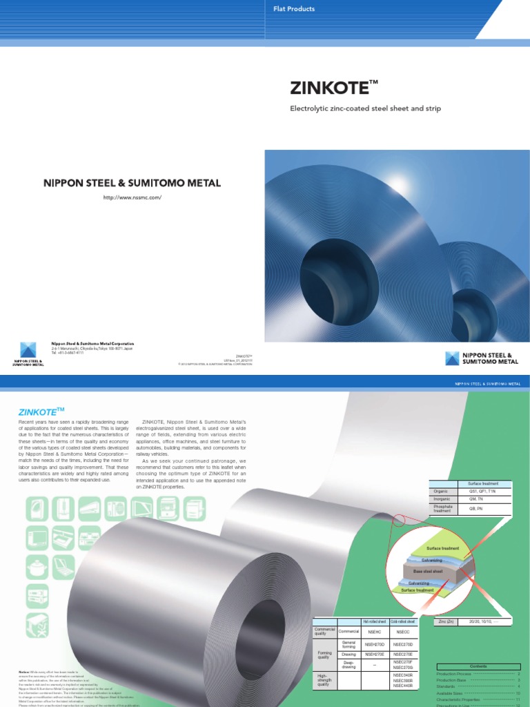 Zinkote: Electrolytic Zinc-Coated Steel Sheet and Strip | PDF | Rolling ...