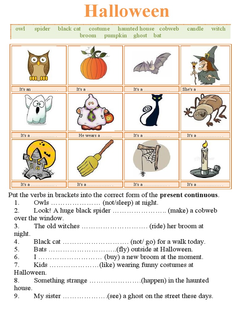 Halloween Present Continuous | PDF