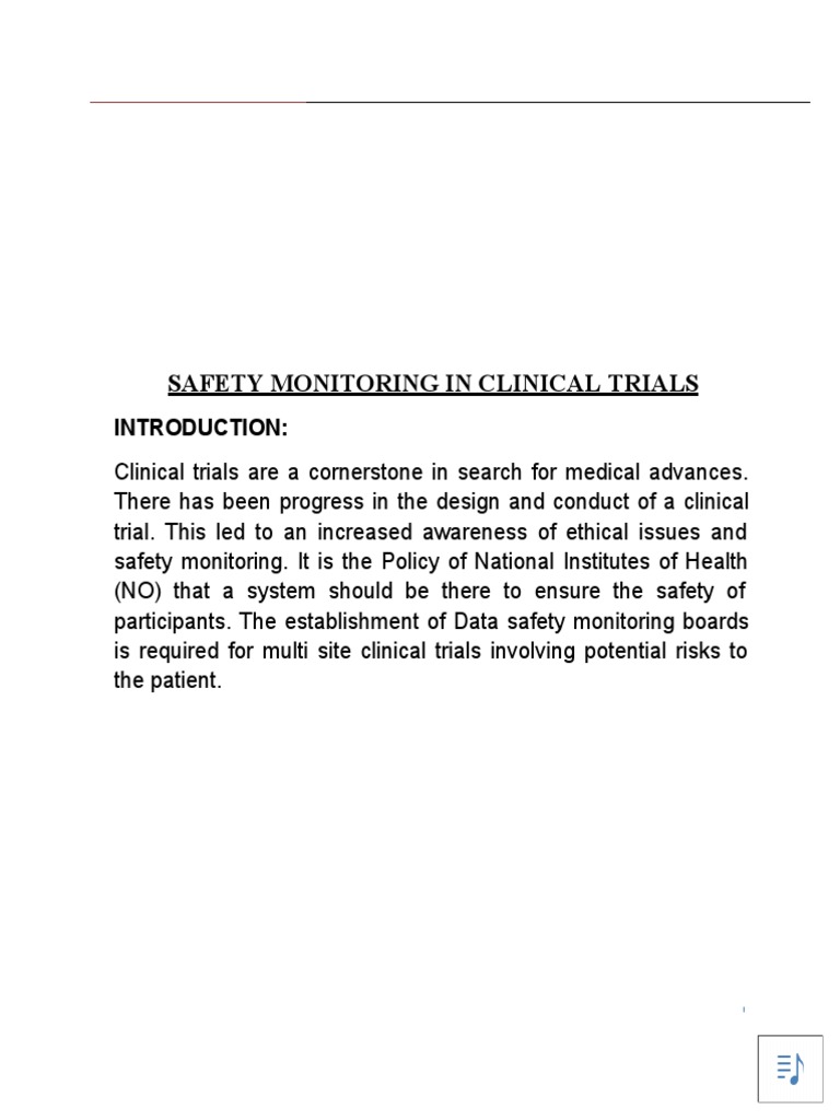 Safety Monitoring in Clinical Trials | PDF