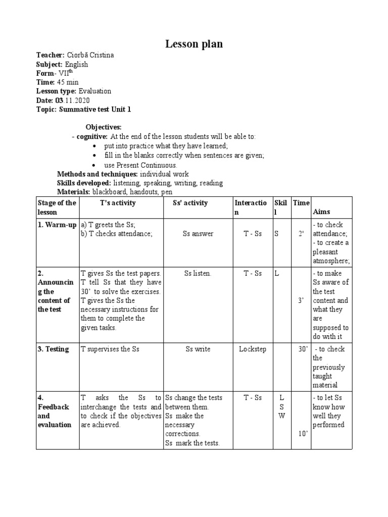 Summative Evaluation | PDF | Lesson Plan | Applied Psychology