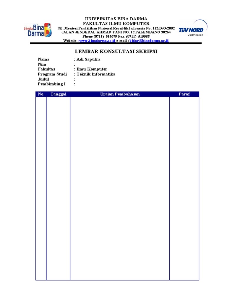 Lembar Konsultasi Proposal | PDF