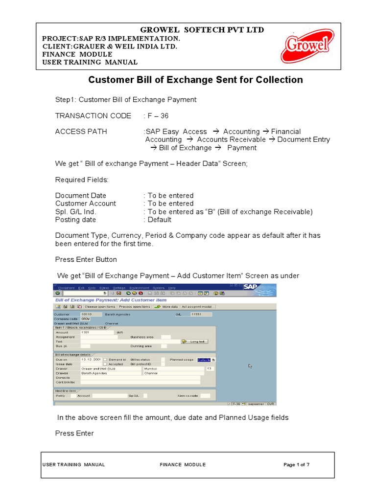 Bill of Exchange Sent For Collection | PDF | Negotiable Instrument ...