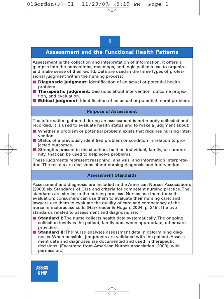 Nursing Assessment and Health Patterns | PDF | Medical Diagnosis | Autonomy