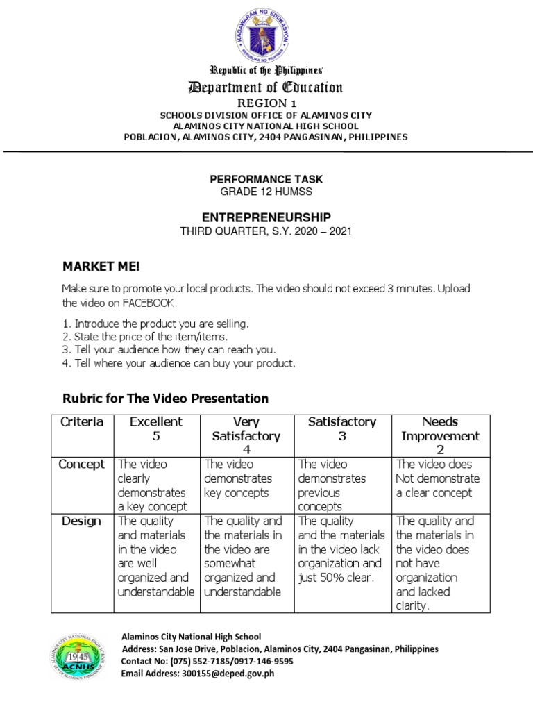 Performance Task in Entrep | Download Free PDF | Communication | Business