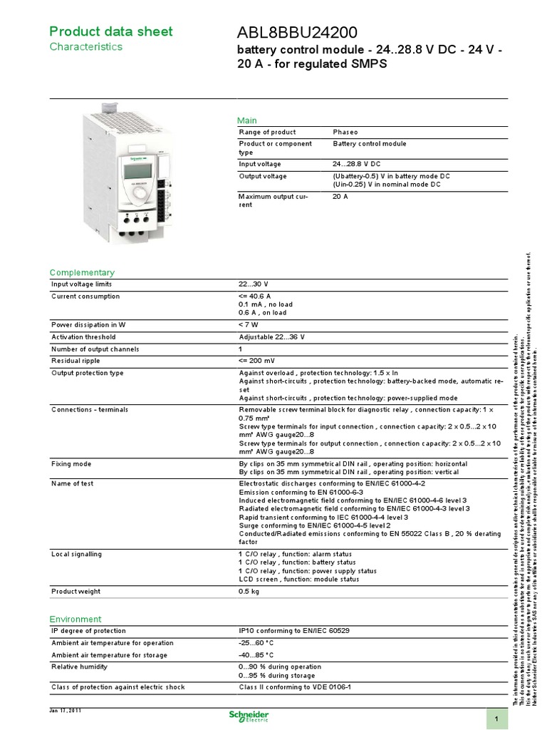ABL8BBU24200: Product Data Sheet | PDF | Electromagnetic Compatibility ...