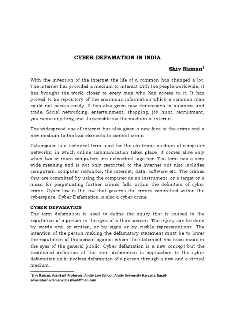 Cyber Defamation in India | PDF | Defamation | Forgery