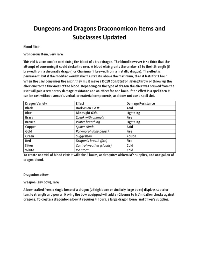 Dungeons and Dragons Draconomicon Items and Subclasses Updated | PDF | Dungeons & Dragons | Nature