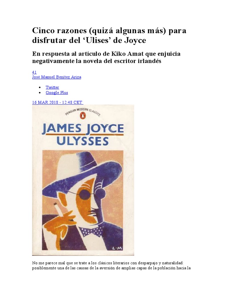 Cinco Razones para Leer Ulises | PDF | James Joyce | Ulises (novela)