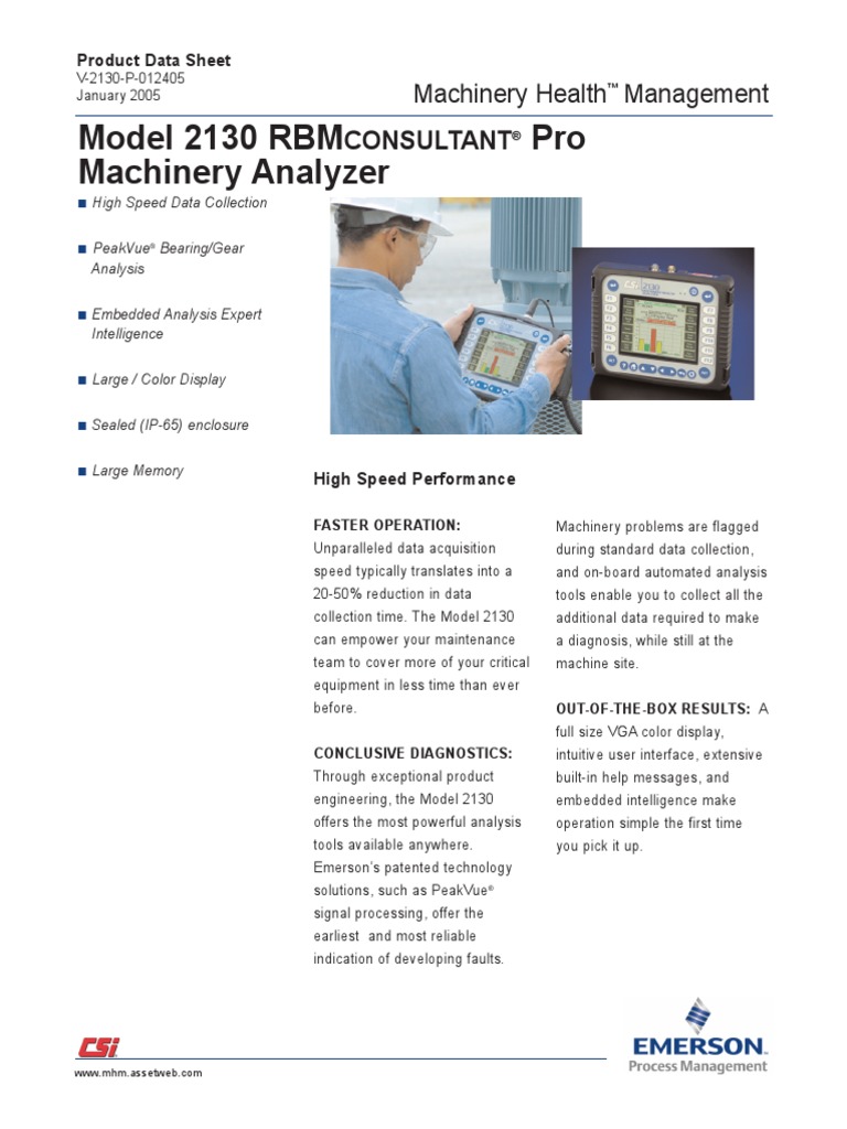 Model 2130 RBM Pro Machinery Analyzer: Consultant | PDF | Spectral ...