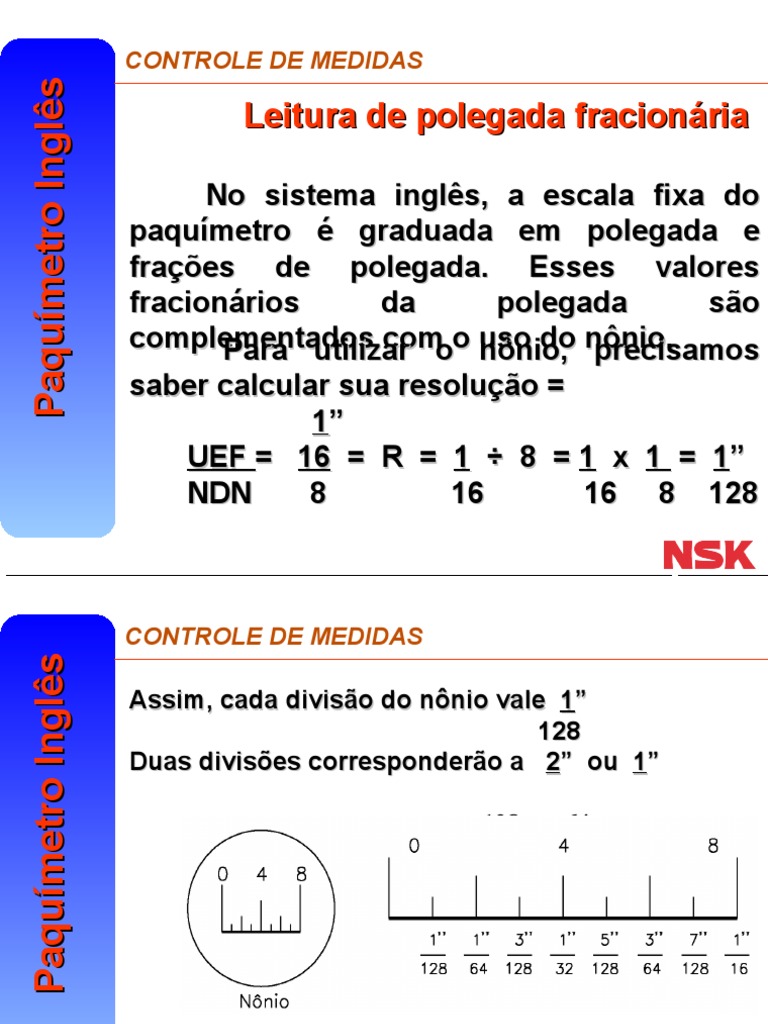 Leitura de Polegada Fracionária | PDF | Ensino de Matemática