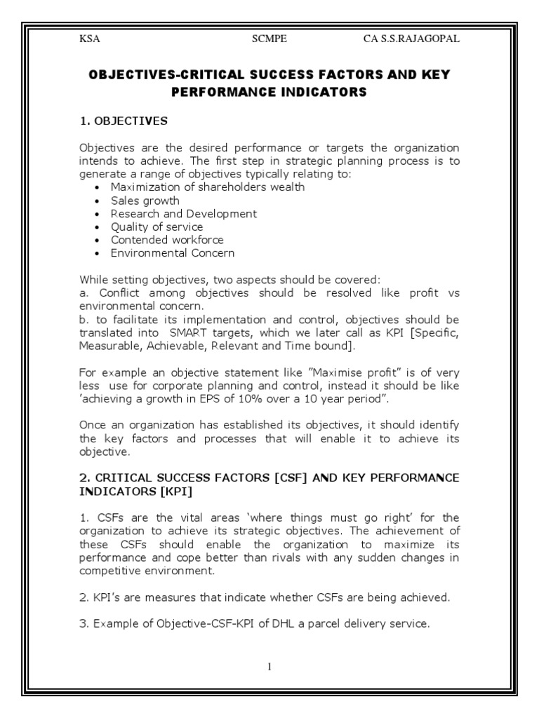 CSF and Kpi | Download Free PDF | Performance Indicator | Cerebrospinal ...