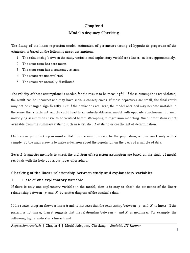 Regression Analysis Chapter 4 Model Adequacy Checking Shalabh 5996