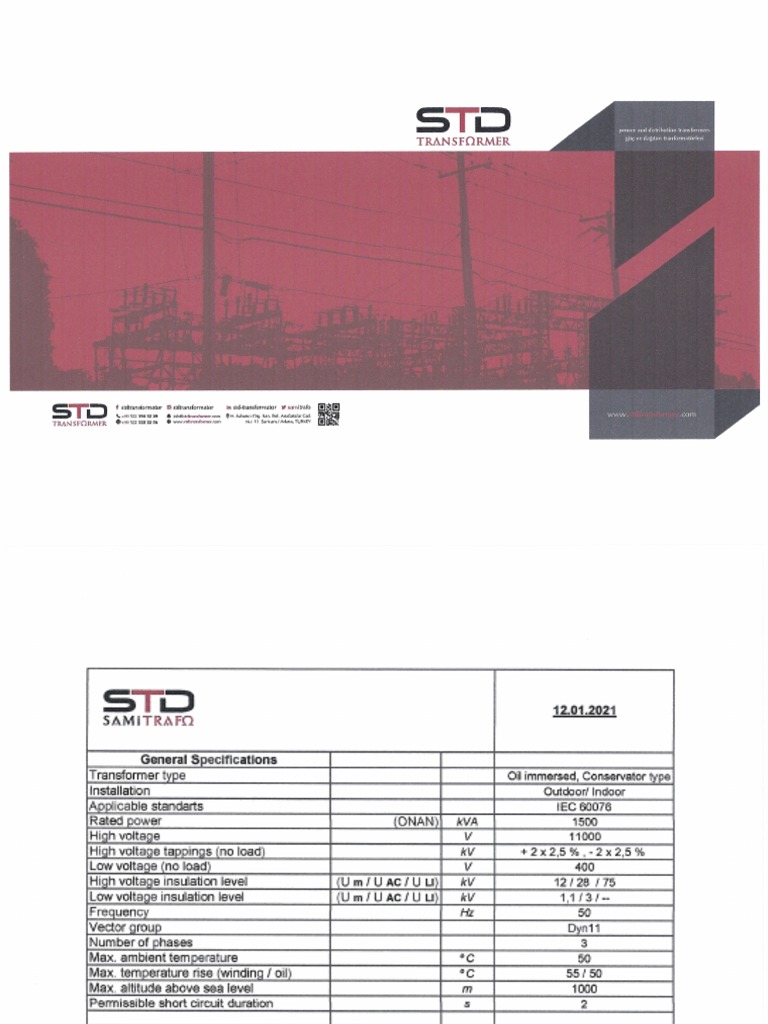 STD Transformer Data Sheet | PDF