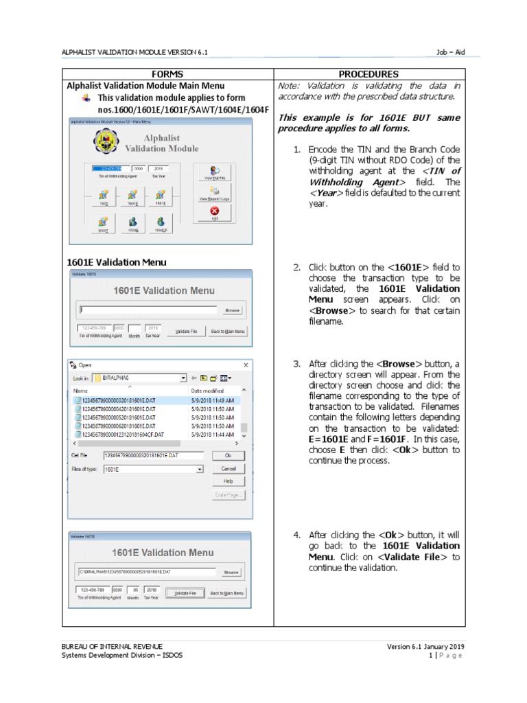 Alphalist Val v6.1 Jobaid | PDF | Filename | Computer File