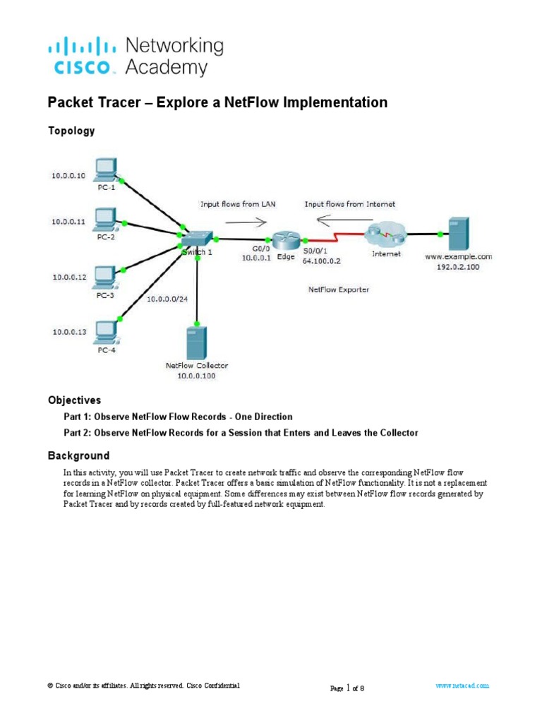 11.2.3.10 Packet Tracer - Explore A NetFlow Implementation Instruc ...