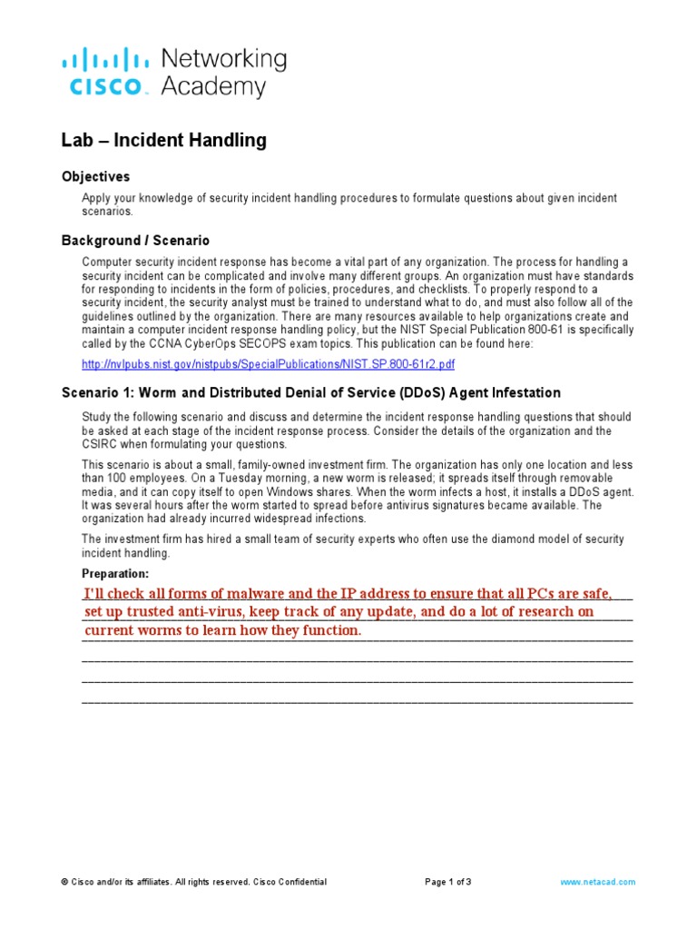 13.2.2.13 Lab - Incident Handling | PDF | Antivirus Software | Security ...