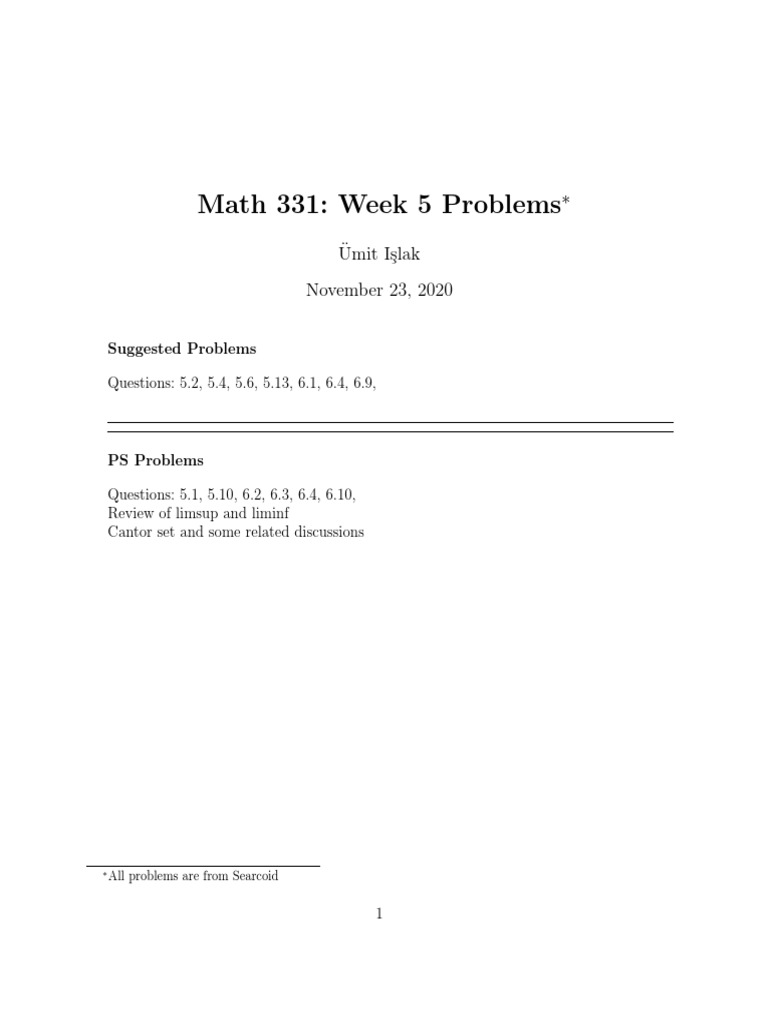 Math 331: Week 5 Problems | PDF