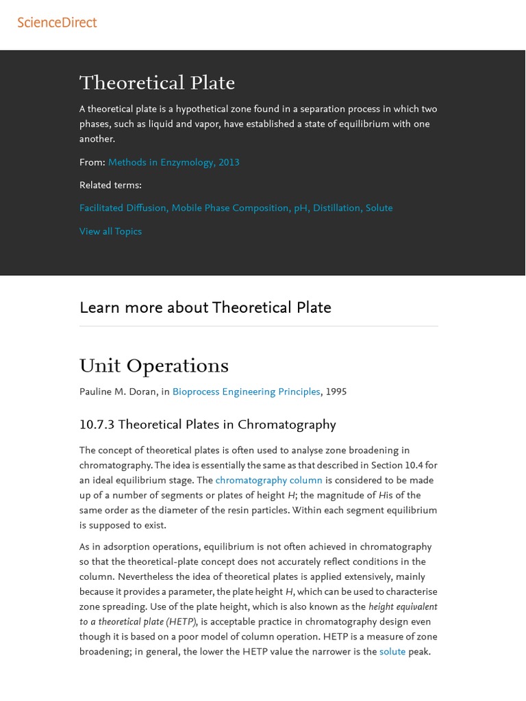 Theoretical Plate: Unit Operations | PDF | Chromatography | Analytical ...
