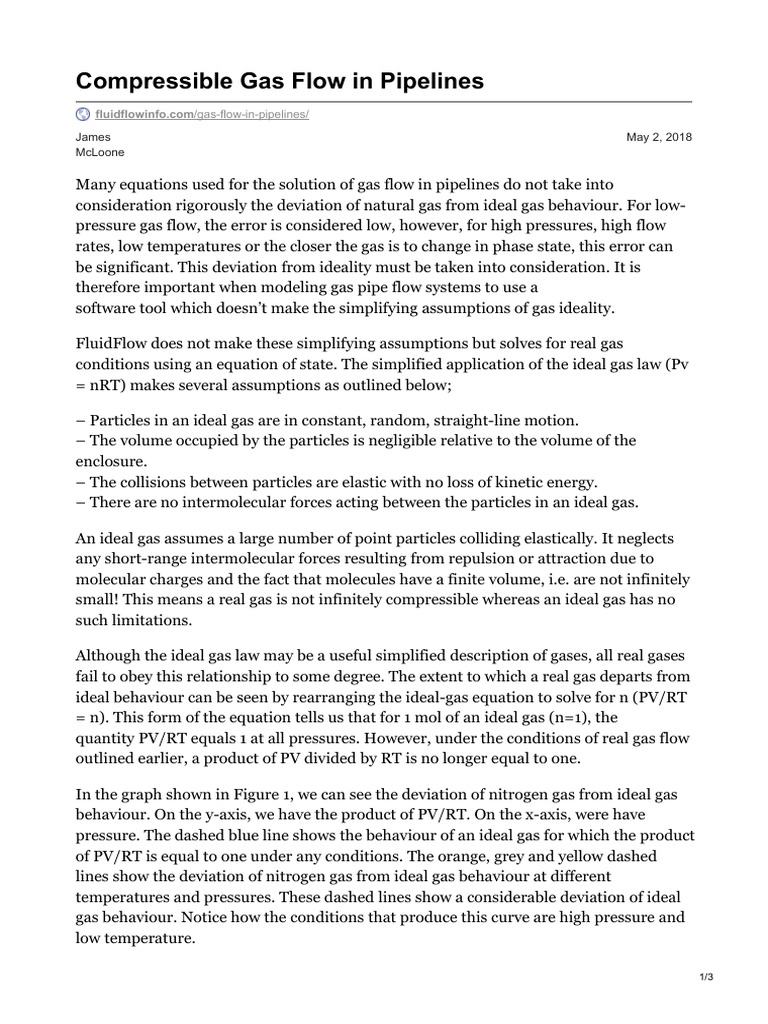 Compressible Gas Flow in Pipelines | PDF | Gases | Fluid Dynamics