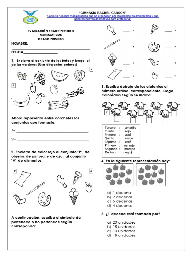 Examen De Matematicas 1er Grado