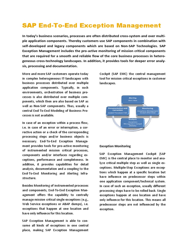 SAP End-To-End Exception Management | PDF | Software | Computer Science