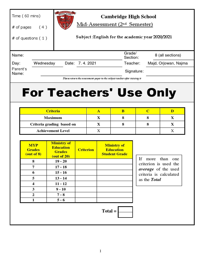 Class 8 English Mid-Term Assessment Guide | PDF | Imagination | Creativity