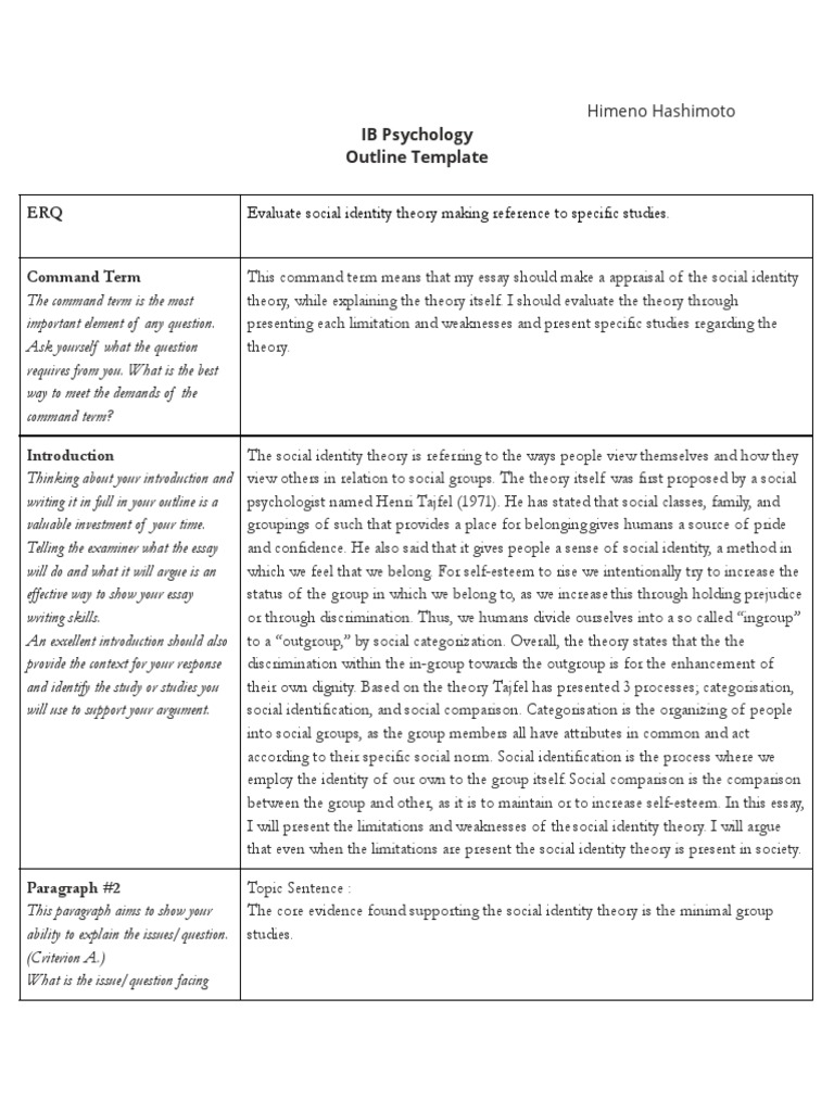 ERQ Outline - SIT | Download Free PDF | Identity (Social Science ...
