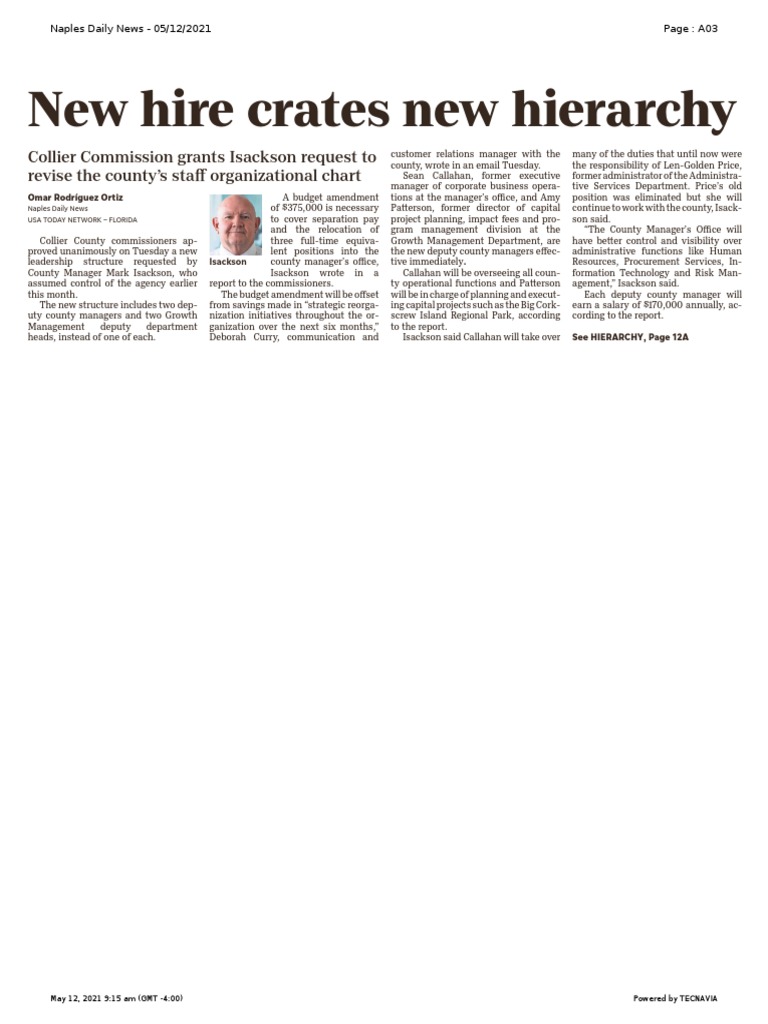 Collier County Leadership Restructure | PDF | Economies | Business