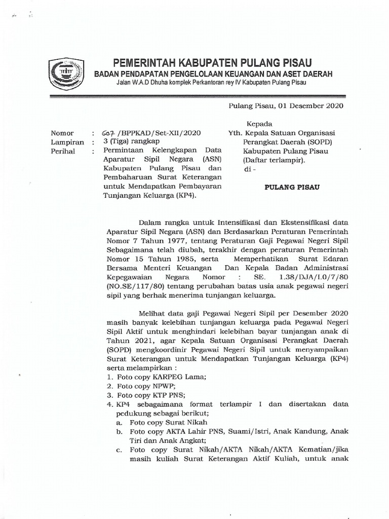 607.surat Data ASN & KP4 | PDF