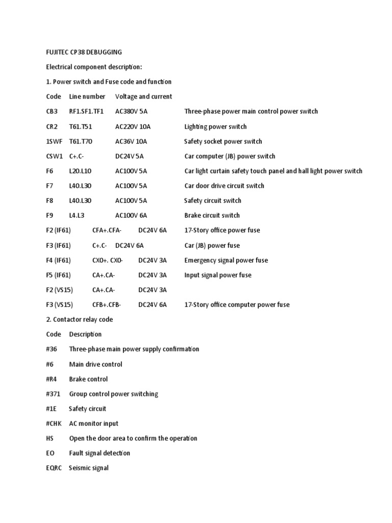 Fujitec CP38 Debugging | PDF | Bit | Power Inverter