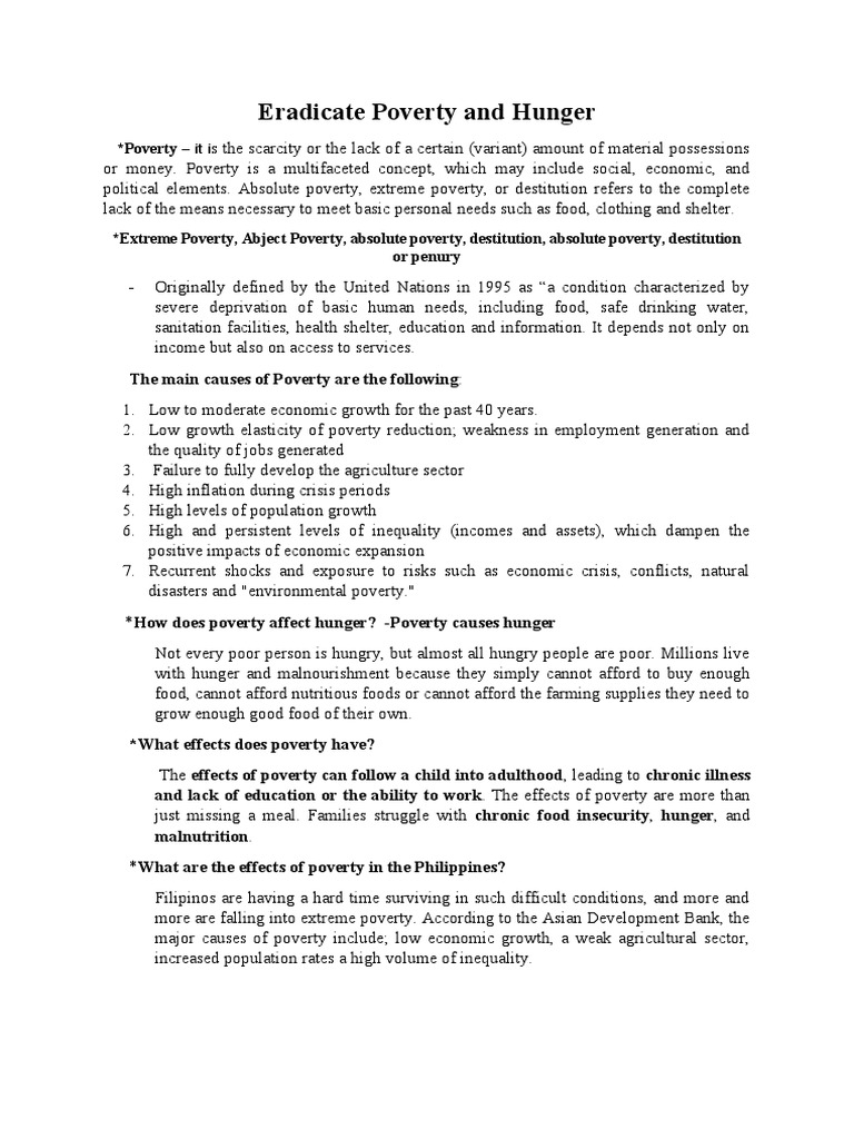 Eradicate Poverty and Hunger | PDF | Extreme Poverty | Poverty