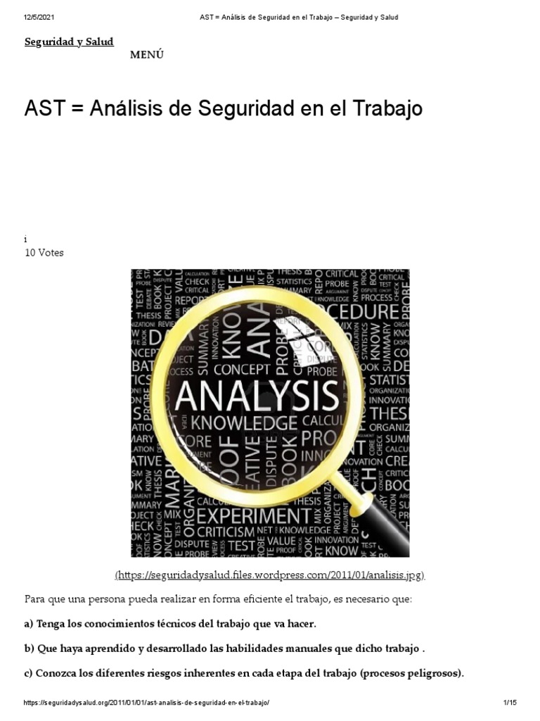 AST Análisis de Seguridad en El Trabajo - Seguridad y Salud | PDF ...