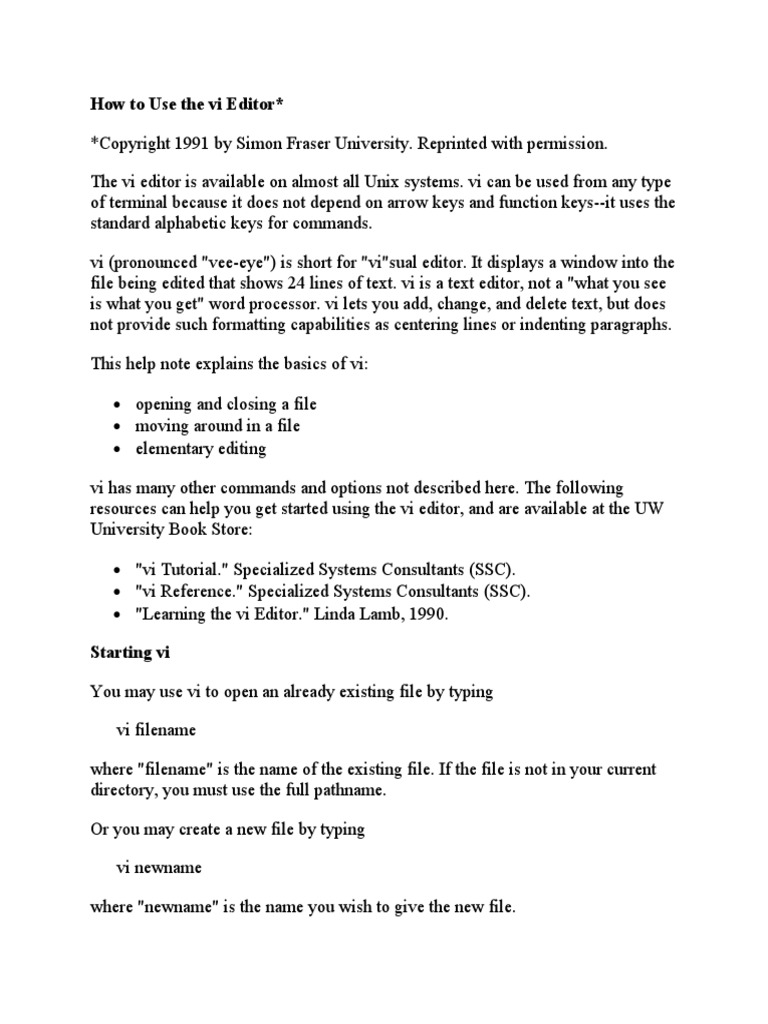 How To Use The VI Editor | PDF | Cursor (User Interface) | Computer File
