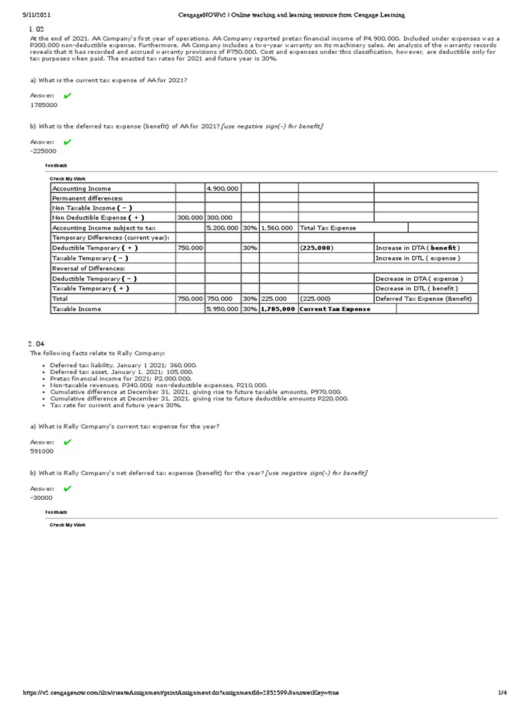 AA Company Tax Expense Analysis | PDF | Deferred Tax | Tax Expense